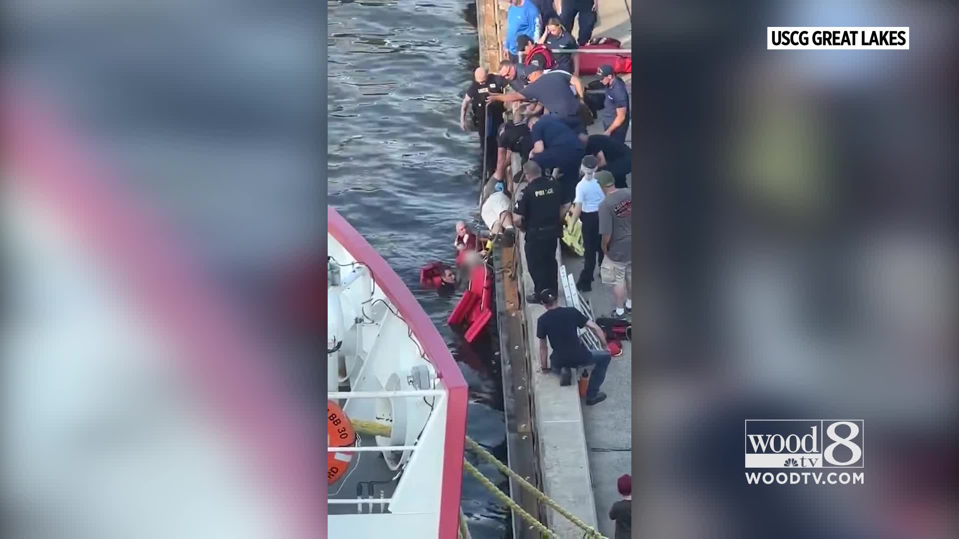 Video released by U.S. Coast Guard shows rescue of man at Grand Haven ...