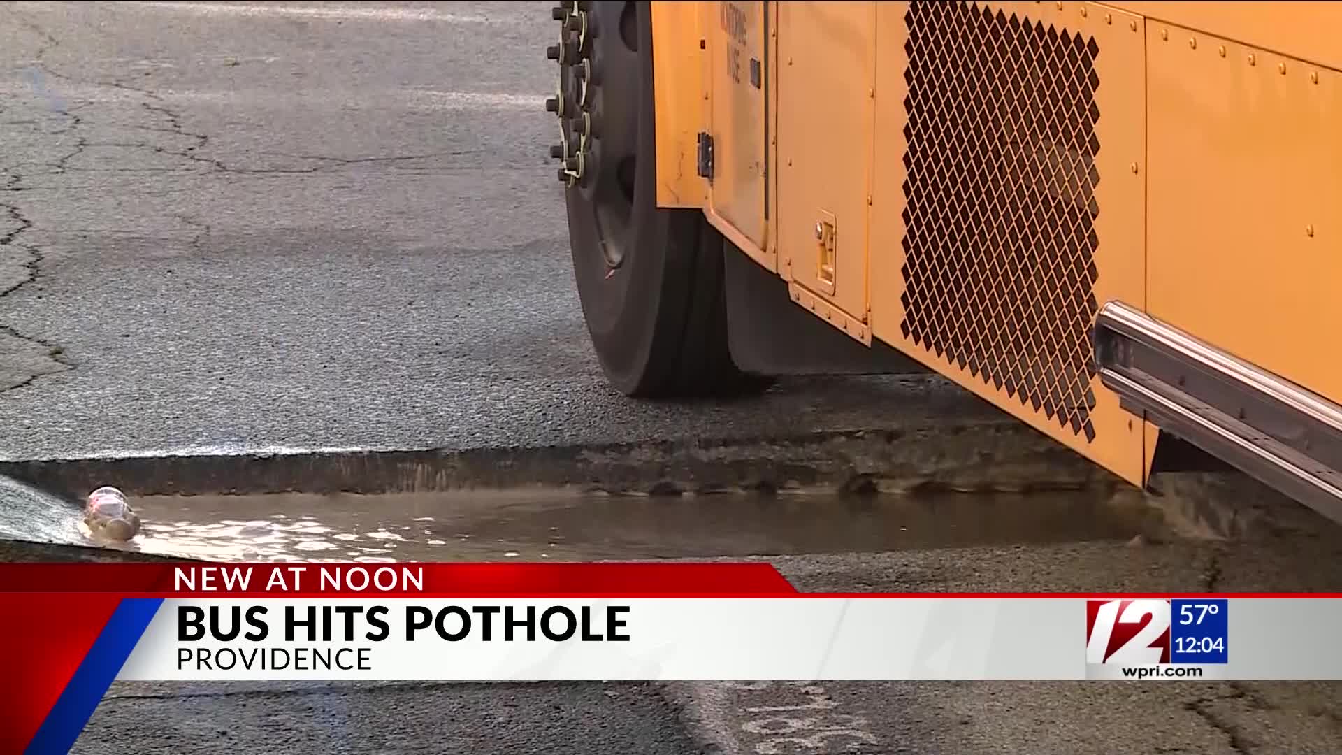 School bus hits large pothole in Providence – WPRI.com