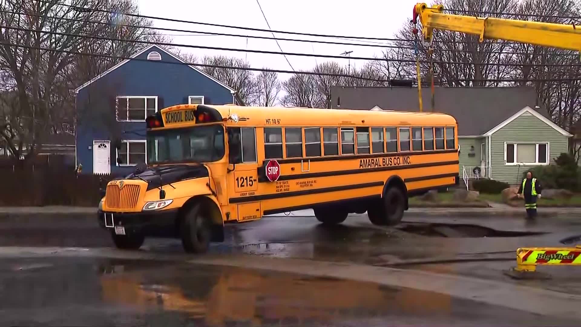 12 NEWS NOW: School bus stuck in sinkhole in Fall River – WPRI.com