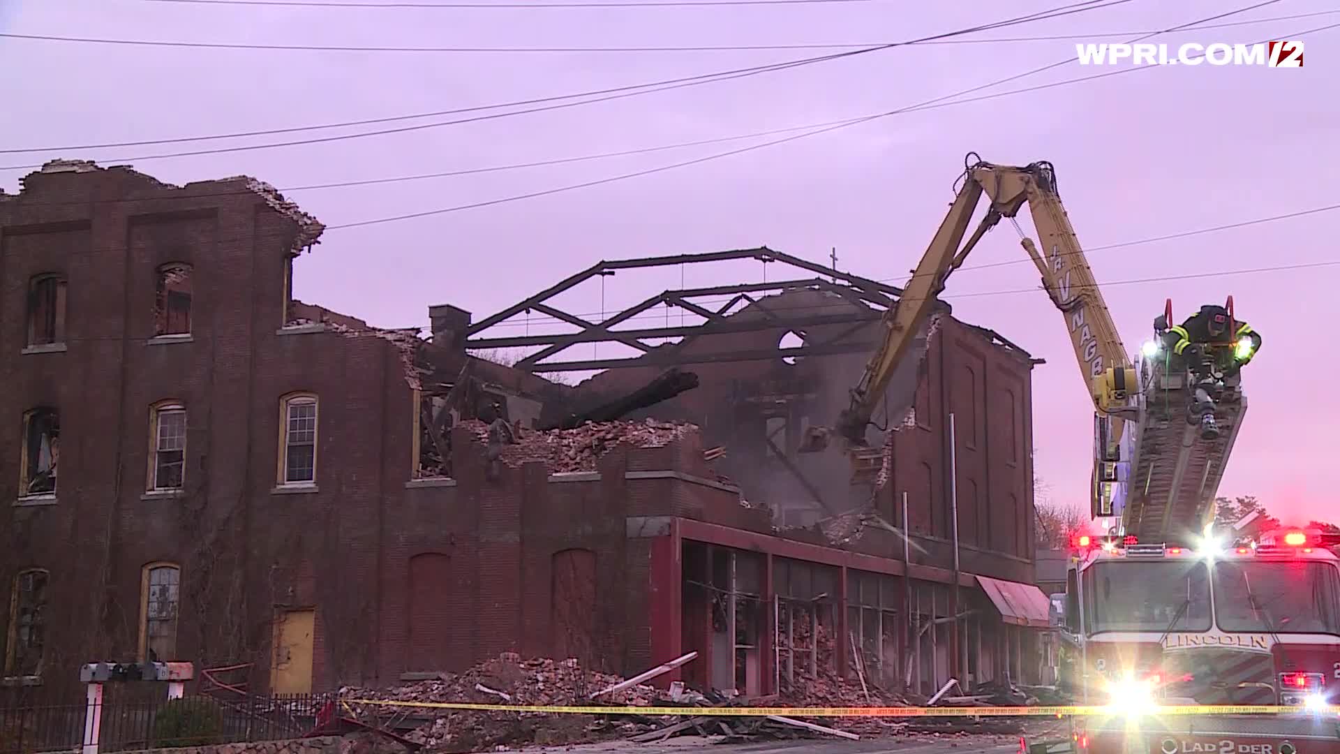 VIDEO NOW: Crews demolish Lincoln business after fire – WPRI.com
