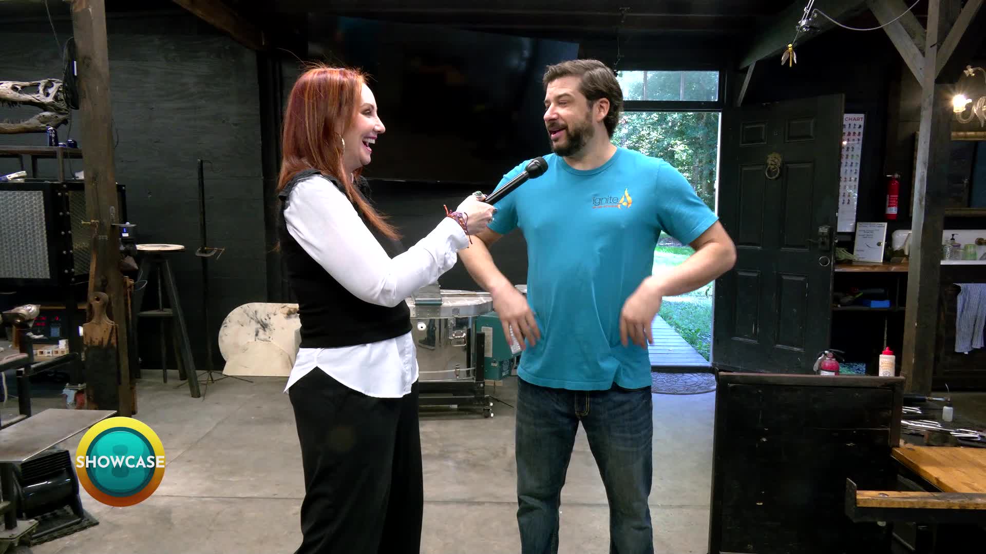 Garmezy Glass: Grant Garmezy gives Melissa Chase a tour of his glass ...