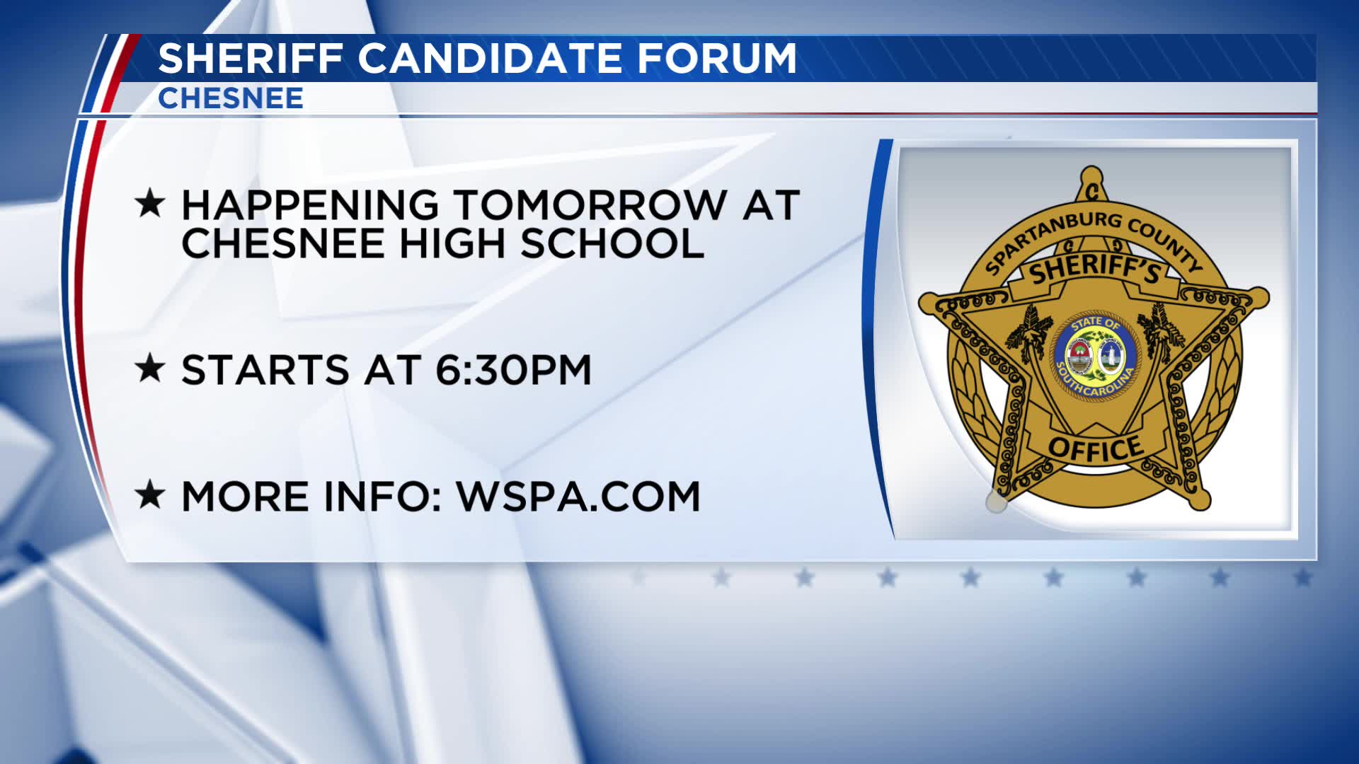 Spartanburg County sheriff candidates host event in Chesnee – WSPA 7NEWS