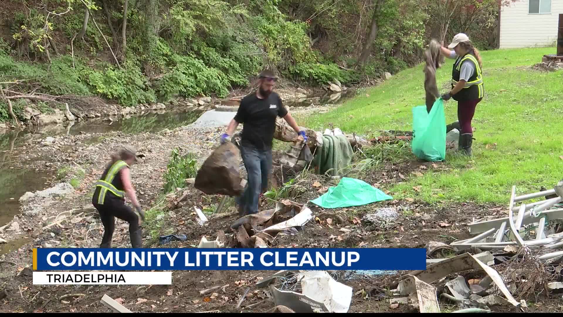 Community Litter Cleanup volunteers clear debris in creek left behind ...