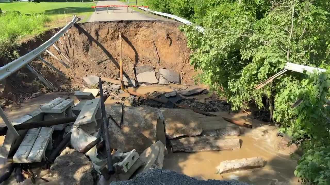 WATCH: Sackett Road collapses after Wednesday’s flash flooding ...