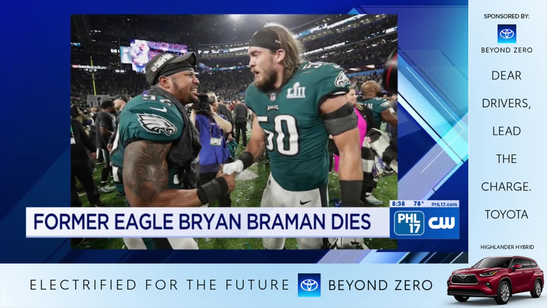Former Eagle Bryan Braman dies at age 38: Reports – WPRI.com